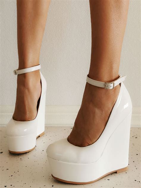 Womens Wedge Heels Sexy Shoes Round Toe Patent Leather Wedges
