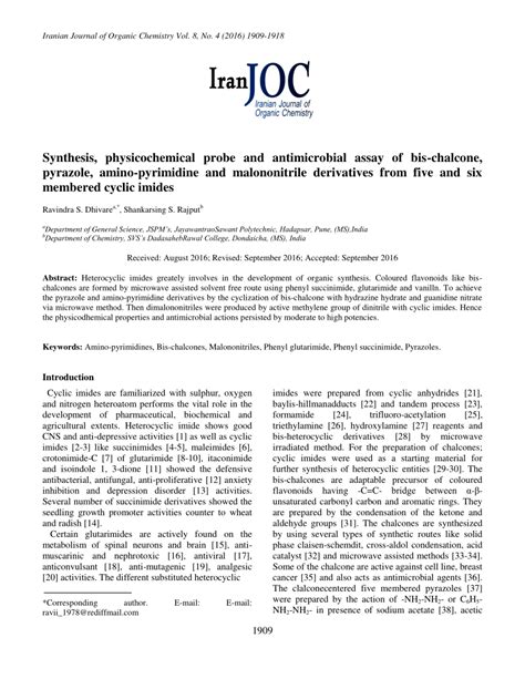 Pdf Synthesis Physicochemical Probe And Antimicrobial Assay Of Bis