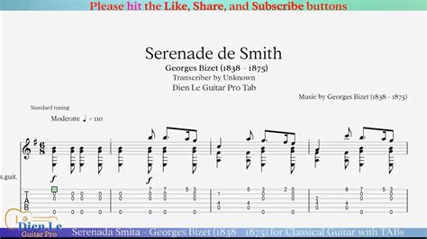 Serenada Smita Georges Bizet 1838 1875 For Classical Guitar With