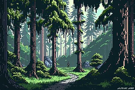Stunning Forest Big Trees Pixel Art Graphic By Alone Art · Creative Fabrica