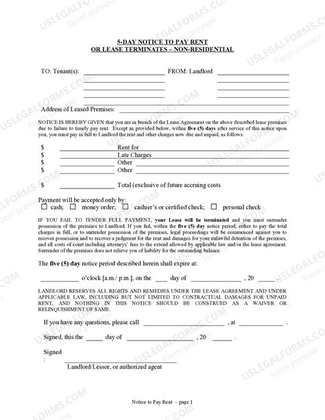 Illinois 5 Day Notice To Pay Rent Or Lease Terminates Illinois 5 Day
