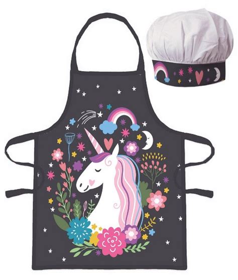 Lau Fashion Kochschürze Einhorn Kinder Kochen Mädchen Kindergarten Regenbogen Schule Backset
