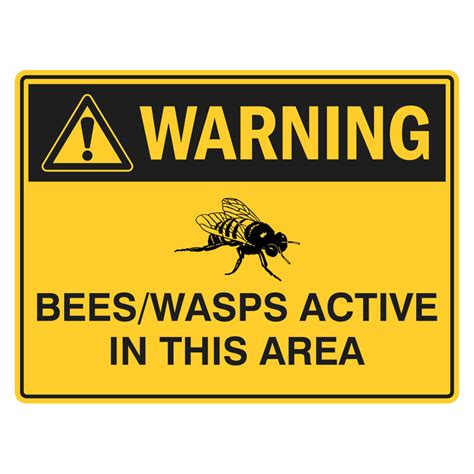 Warning Sign Bees Wasps Active In This Area 450x600mm Metal