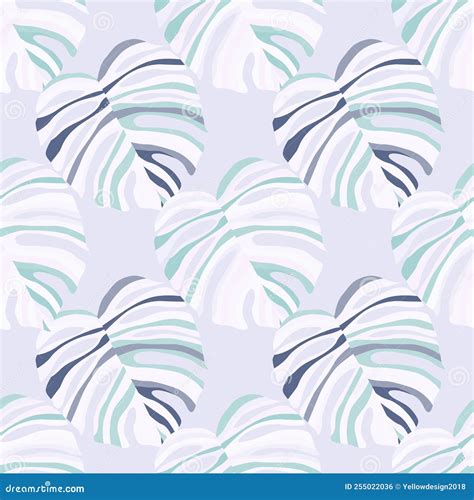 Monstera Leaf Tropical Seamless Pattern Palm Leaves Endless Background Stock Vector