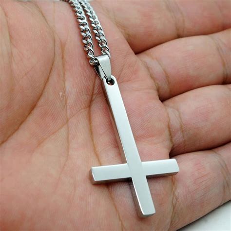 Unisex Inverted Cross Of St Peter Pendant Necklace Gothicheavy Metal