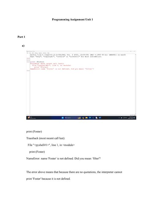 Programming Assignment Unit 1 Did You Mean Filter The Error Above