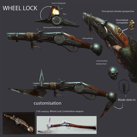 Wheellock17th Century Pistol Concept By Johnmccambridge Gun Knife Dagger Hidden Compartment