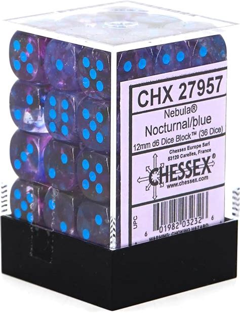 Chessex Nebula 12mm D6 Nocturnalblue Wluminary Dice Block