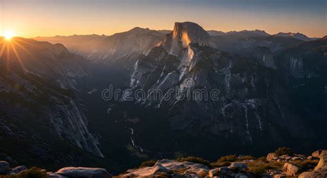 Half Dome At Sunrise In Yosemite National Park Stunning Landscape Stock