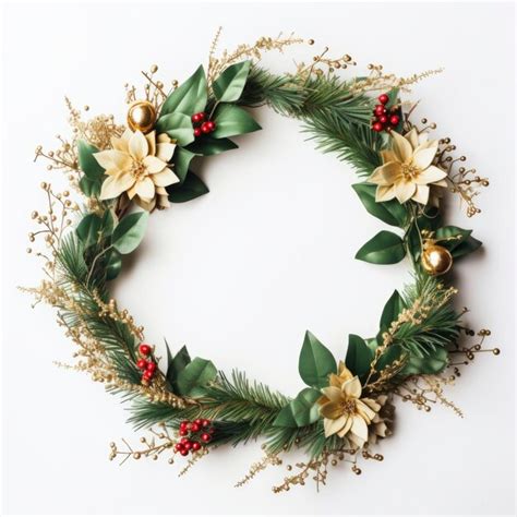 Christmas Wreath In White Background Premium Ai Generated Image