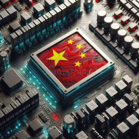 flag of china on a mainboard cpu chip stock illustration illustration of memory supply 306581904