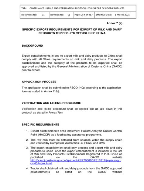 Fillable Online Compliance Listing And Verification Protocol For Export