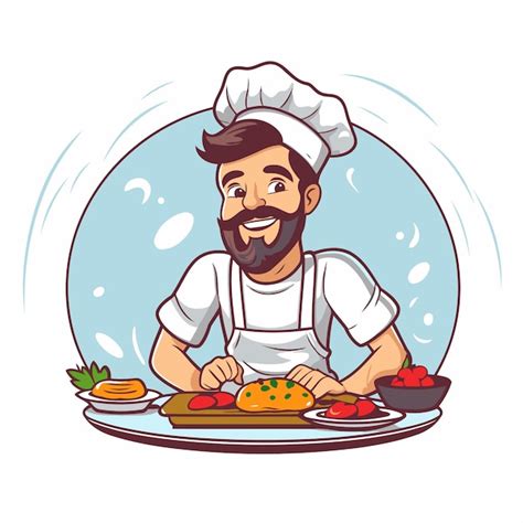 Premium Vector Chef With Plate Of Food Vector Illustration In Cartoon
