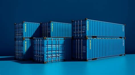Premium Ai Image Stacked Blue Shipping Containers In Highquality 3d