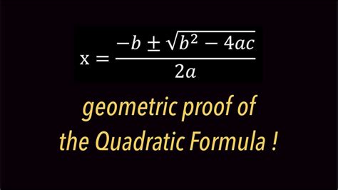 Geometric Proof Of The Quadratic Formula Graphing Equations Youtube