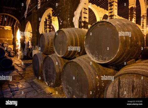 Solera System In Old Bodega Andalusian Wine Cellar Process For Aging