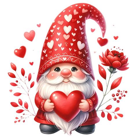 Premium Psd Cute Gnome Love Accents Valentines Clipart Illustration