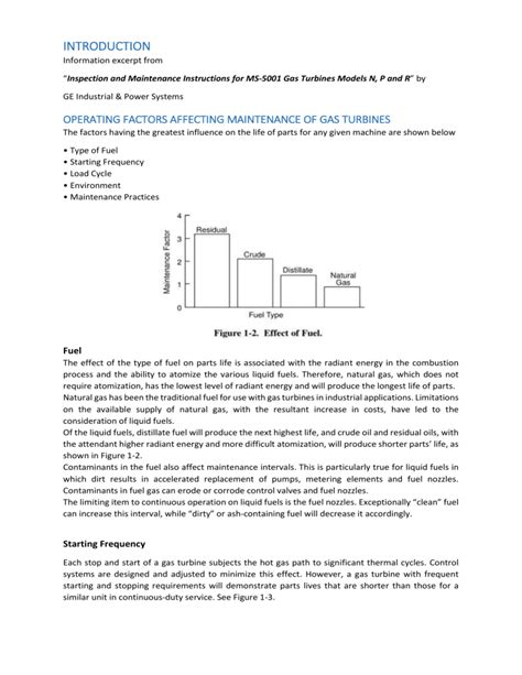 Gas Turbine Maintenance Factors Fuel Starts Load
