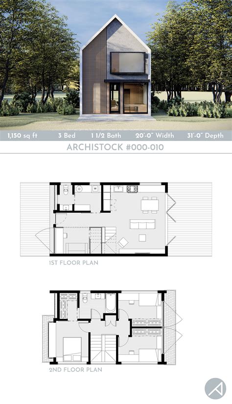 Compact Tiny House Plan 3 Bed 15 Bath 1 Den 1150 Sq Ft Small