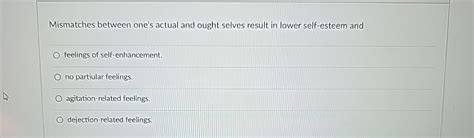 Solved Mismatches Between Ones Actual And Ought Selves