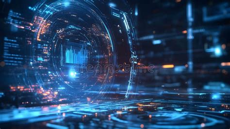 Futuristic Digital Interface With Glowing Data Streams And Graphics Representing Advanced