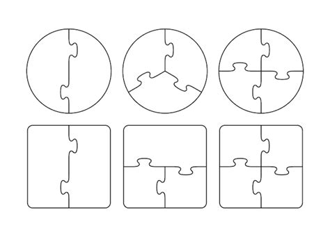 Premium Vector Puzzle Jigsaw Grids Set Outline Scheme For Thinking Game 2 3 4 5 Pieces Circle