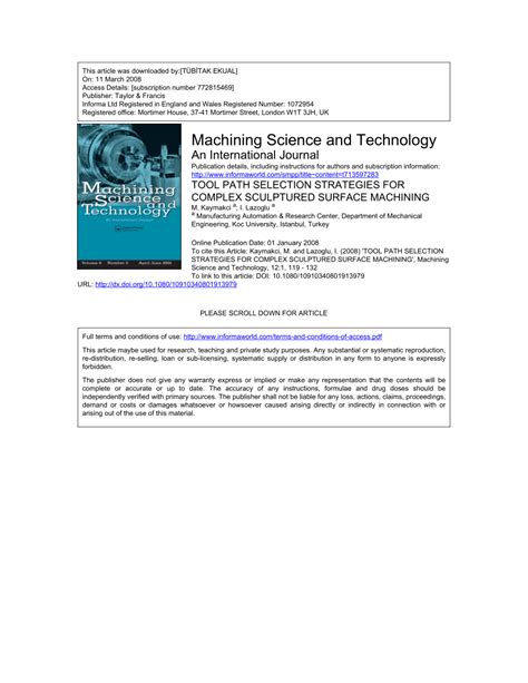 Pdf Tool Path Selection Strategies For Complex Sculptured Surface