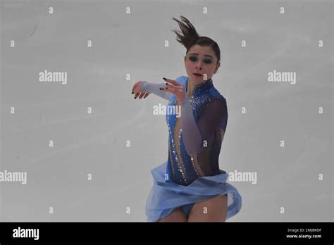 Moscow The Figure Skater Sofya Samodelkina Makes The Short Program Of