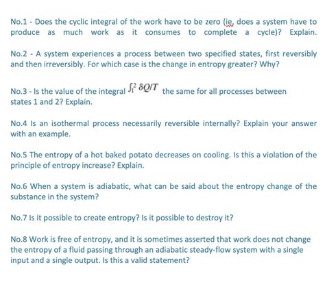 Solved No1 Does The Cyclic Integral Of The Work Have To