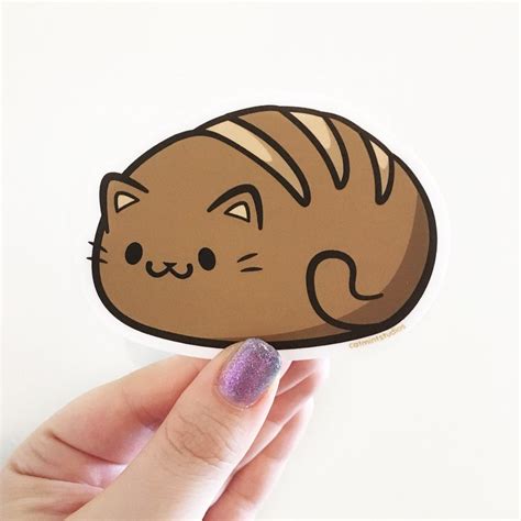 Cat Loaf Vinyl Sticker Cute Bread Kitty Decal Funny Cats Etsy