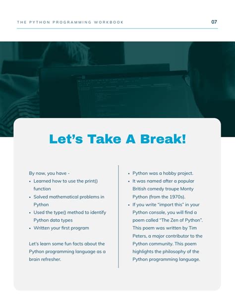 Python Programming Workbook Template Visme