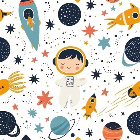 Premium Vector Pattern With Space Rocket