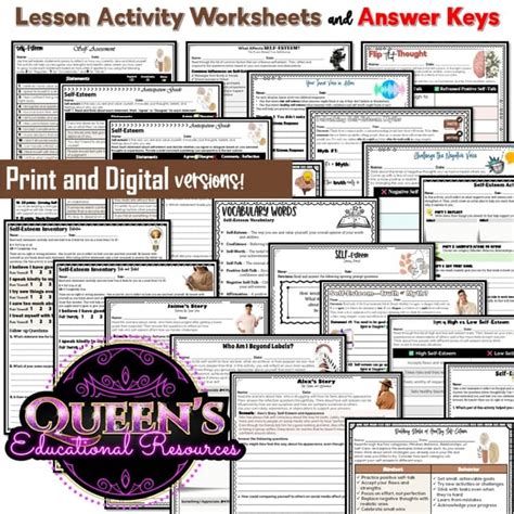 Self Esteem Lesson Self Esteem Worksheet Activities Self Worth