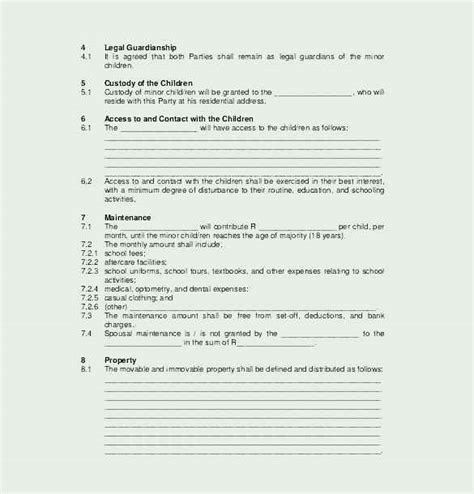 Uncontested Divorce Settlement Agreement Template