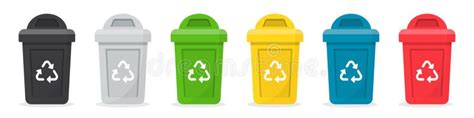 Set Of Recycle Bins For Trash In A Flat Design Stock Vector