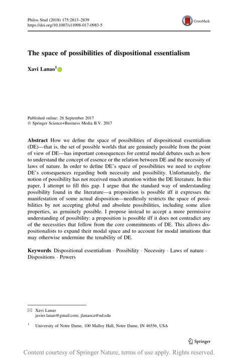 The Space Of Possibilities Of Dispositional Essentialism
