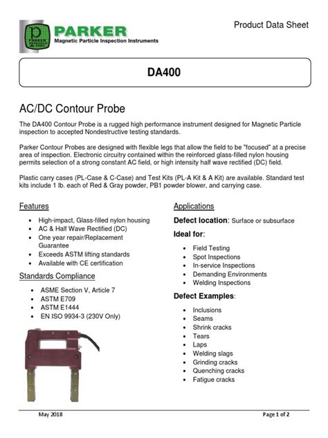 Da400 Product Data Sheet Pdf Nondestructive Testing Materials