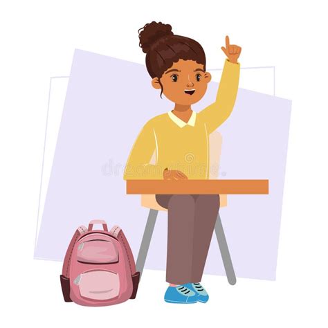 Enthusiastic Girl Participating In Class Raising Her Hand Pink