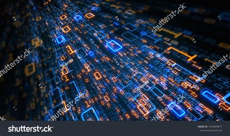 Binary Code Flowing Down Screen Angle Stock Illustration 1818499871