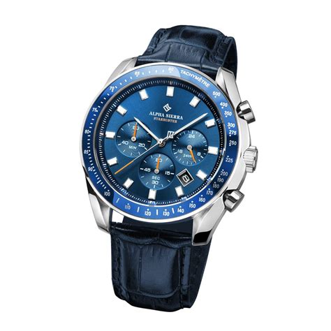 Alpha Sierra Starbuster Chronograph Quartz Bsl04 Modern Vintage Home Quartz Leather Bracelet