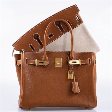 Hermès 3 En 1 Birkin 30 Gold Barenia Faubourg And Toile Bag With Gold