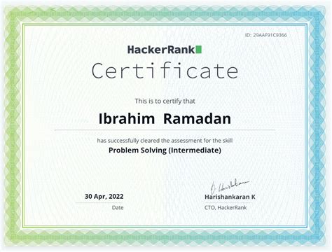 Ibrahim Ramadan On Linkedin Hackerrank Problemsolving Intermediate