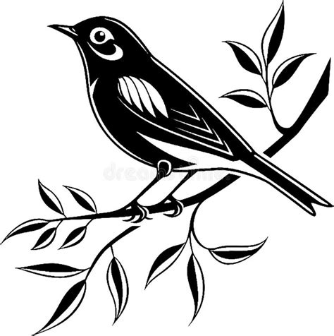 Delicate White Eye Stencil Perches With Grace Stock Illustration
