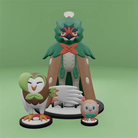 🐉 Pokemon No 722 724 Rowlet Dartrix Decidueye・ Stl File For 3d