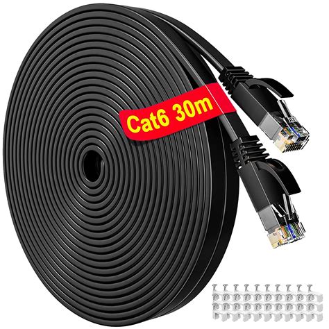 Ethernet Cable 30m Long Cat 6 Internet Cable Outdoor Flat Gigabit