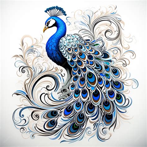 Premium Ai Image Hand Drawn Peacock Outline Illustration