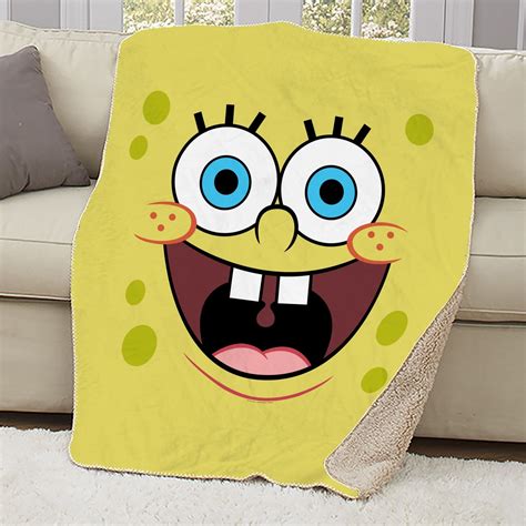 Bob Esponja Pantalones Cuadrados Manta Sherpa Amarilla Cara Grande Paramount Shop