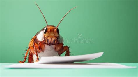 Cockroach In Business Attire At Work Desk Stock Illustration