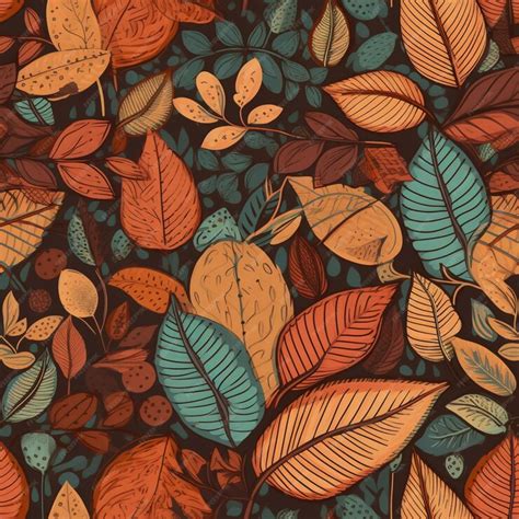 Premium Photo Seamless Pattern With Autumn Leaves On A Brown Background