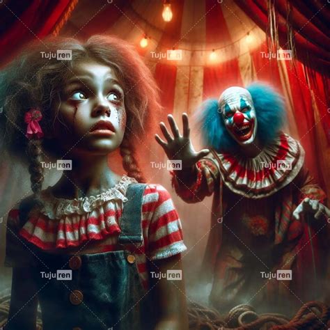 Ai产生的女孩恐怖小丑恶梦恶魔马戏团疯狂陷阱免抠素材模板下载 图巨人